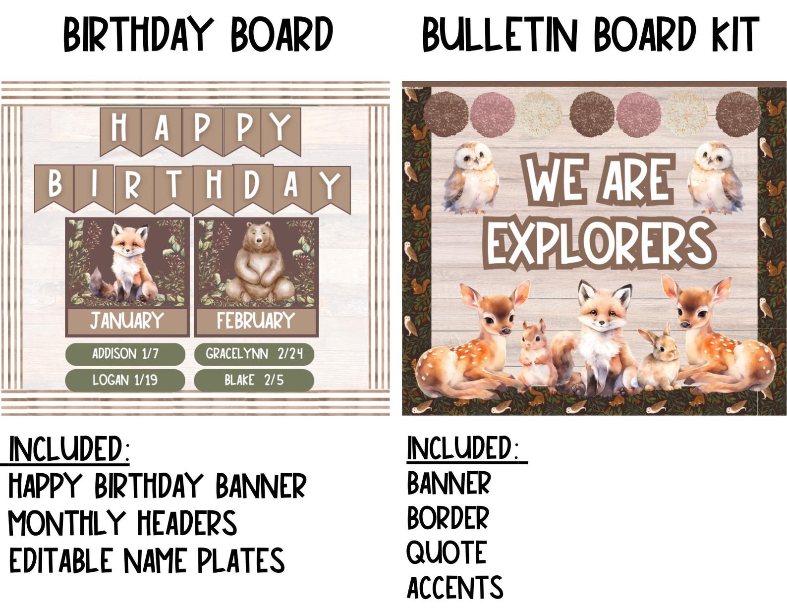 Woodland Bulletin Board Bundle | Forest Animal Classroom Decor | Rustic ...