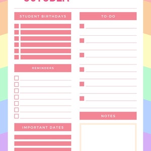 Rainbow Teacher Printable Planner 2023-2024 Academic Planner, Instant ...