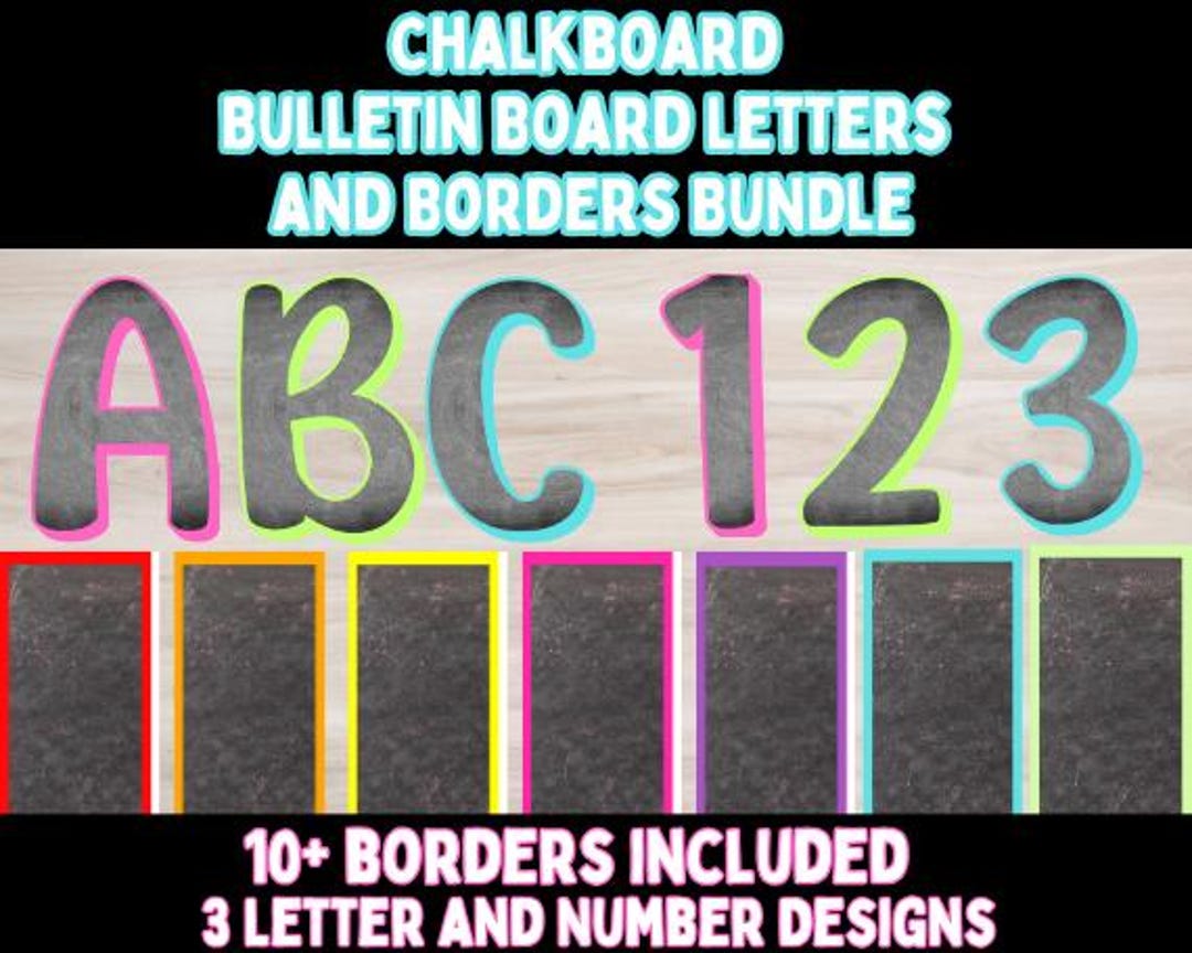 Chalkboard Bulletin Board Letters and Borders L Chalkboard Door Decor L ...