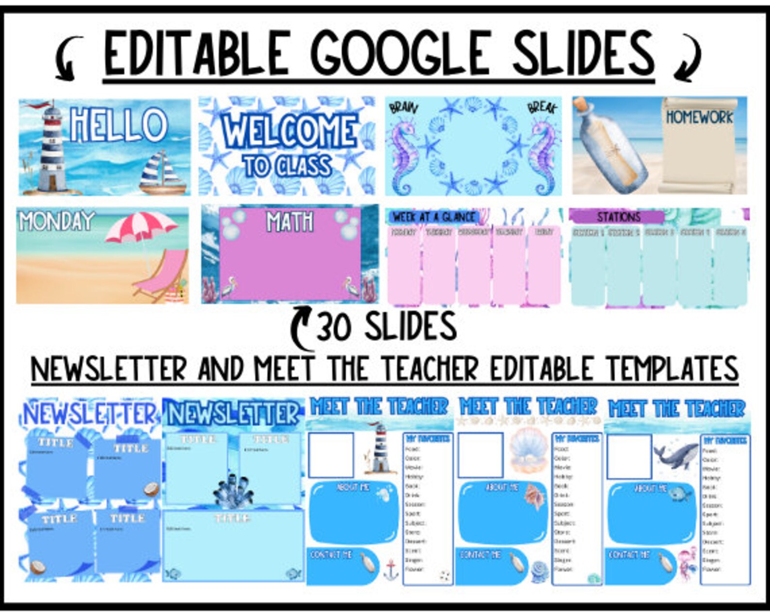 Ocean Themed Classroom Decor Bundle L Coastal Themed Classroom Decor ...