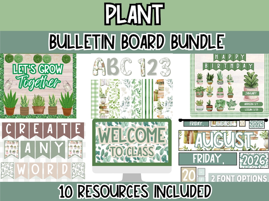 Plant-themed Bulletin Board Bundle | Botanical Classroom Decor ...