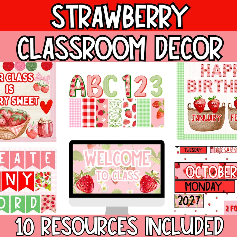 Strawberry Classroom Template - Etsy