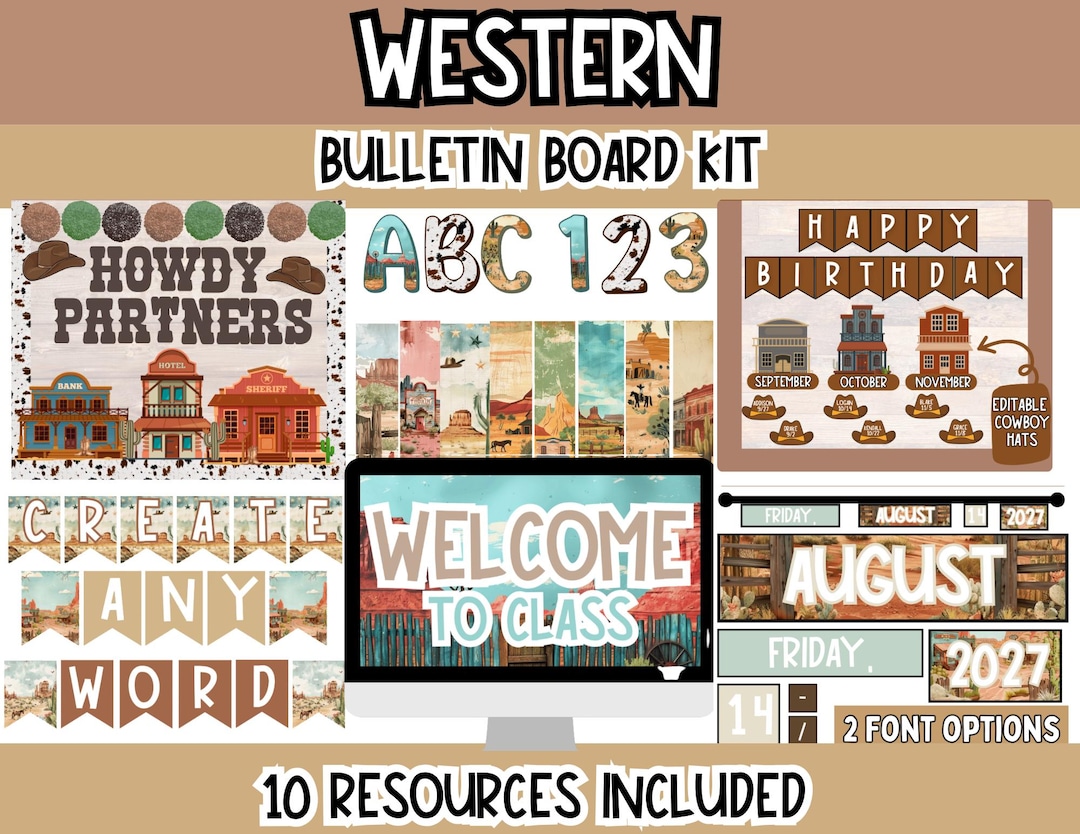 Western Bulletin Board Bundle | Editable Classroom Decor | Cowboy ...