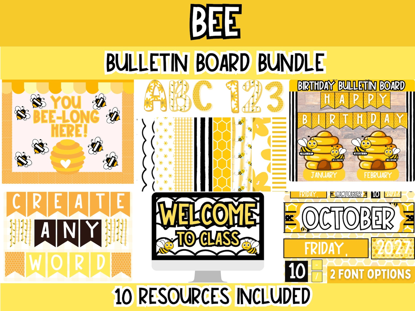 Bee-themed Bulletin Board Bundle | Busy Bee Classroom Decor | Editable ...
