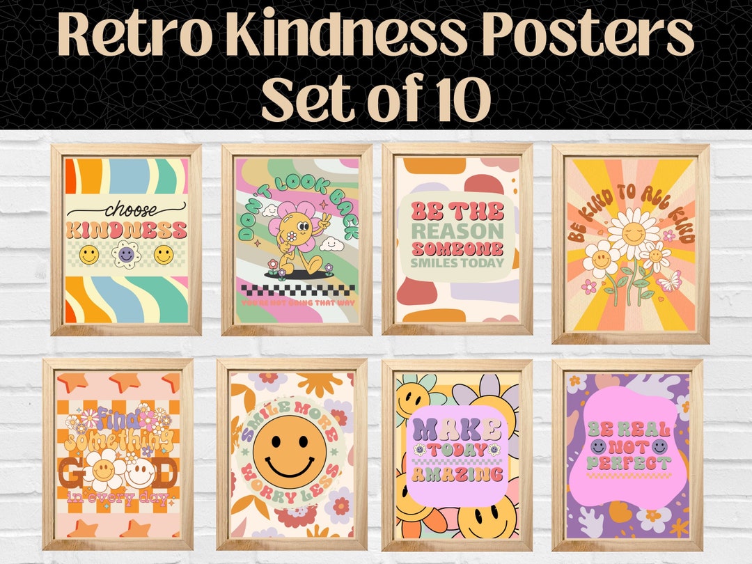 Retro Classroom Decor Poster Bundle L Groovy Bulletin Board Set L ...