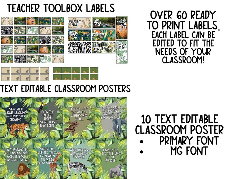 Jungle Bulletin Board Bundle | Safari Classroom Decor | Editable ...