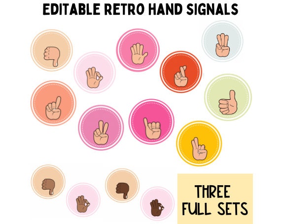Retro Classroom Hand Signals L Groovy Editable Hand Signals for ...