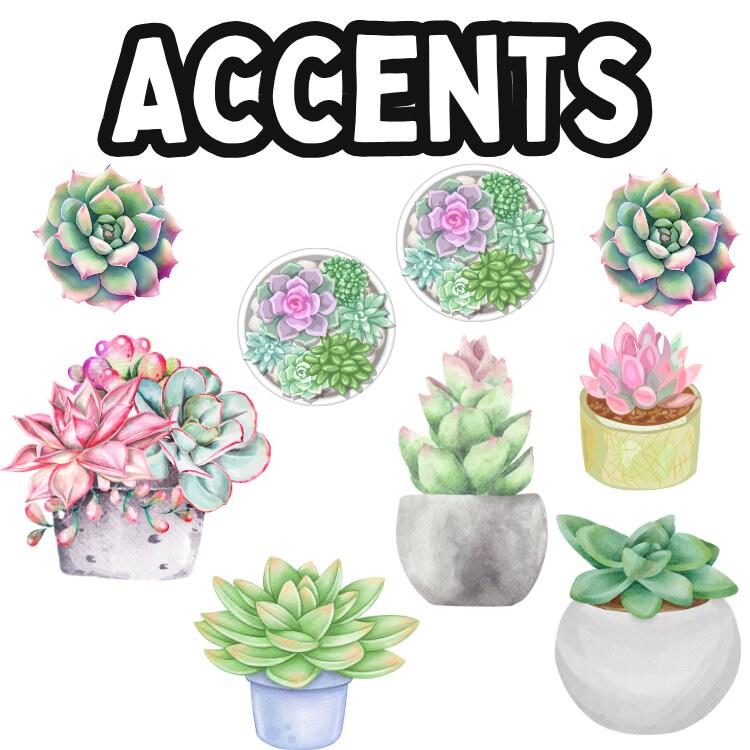 Watercolor Cactus Succulent Bulletin Board Kit L Cultivate Kindness ...