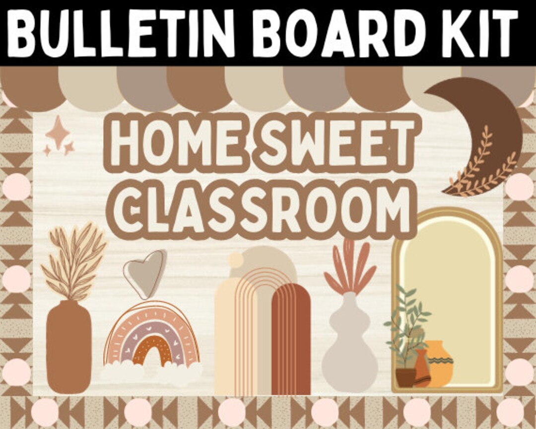 Boho Bulletin Board Kit L Boho Door Decor Set L Boho Theme Classroom ...