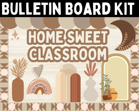 Boho Bulletin Board Kit L Boho Door Decor Set L Boho Theme Classroom ...
