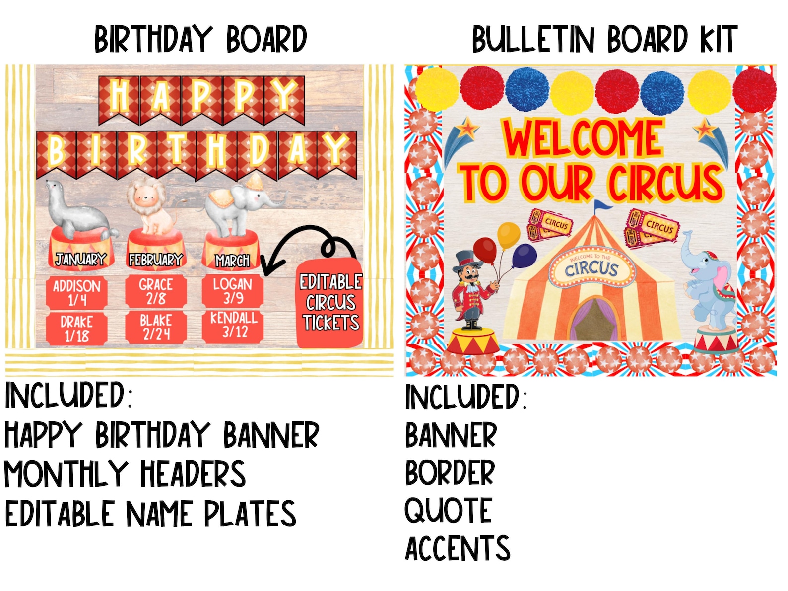 Circus Bulletin Board Bundle | Editable Classroom Decor | Big Top Theme ...