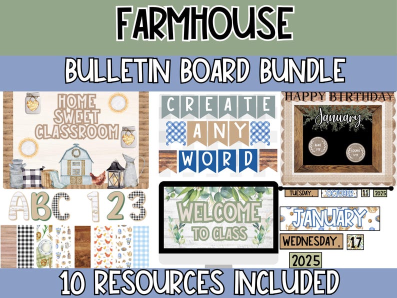 Farmhouse Classroom Decor Bundle | Editable Farmhouse Theme L Rustic ...