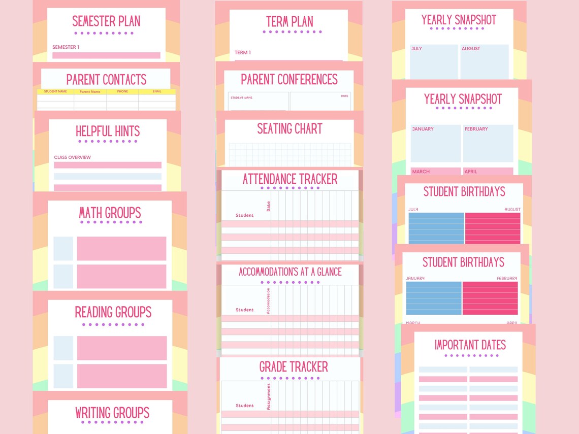 Rainbow Teacher Printable Planner 2023-2024 Academic Planner - Etsy