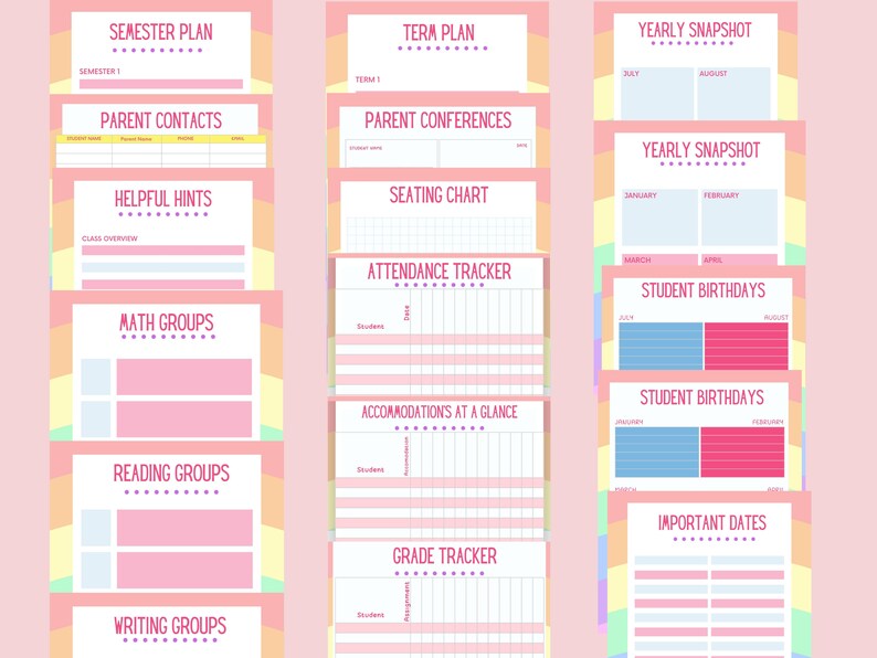 Rainbow Teacher Printable Planner 2023-2024 Academic Planner, Instant ...