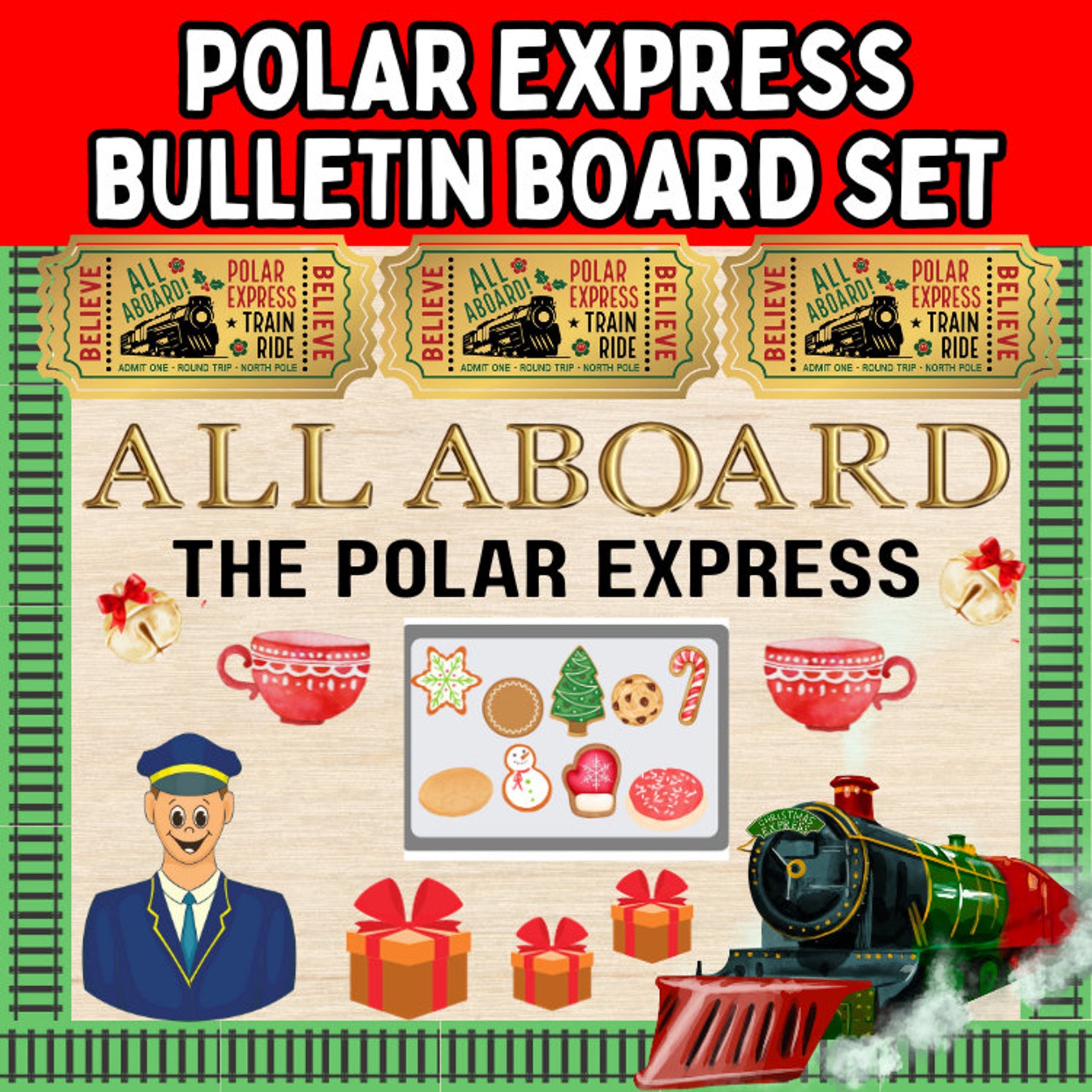 Christmas Polar Express Bulletin Board Kit Polar Express Christmas Door ...