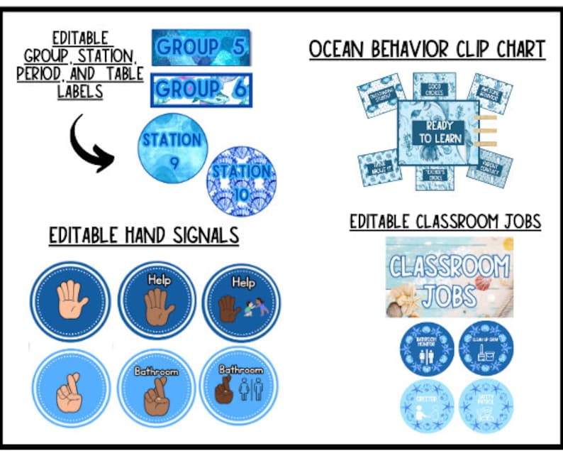 Ocean Themed Classroom Decor Bundle L Coastal Themed Classroom Decor ...