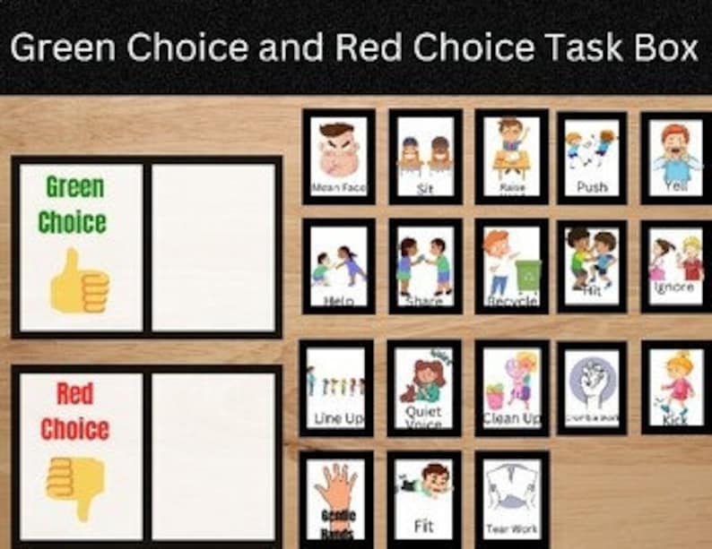 Social Emotional Activities Green Choice or Red Choice Task Box Good ...