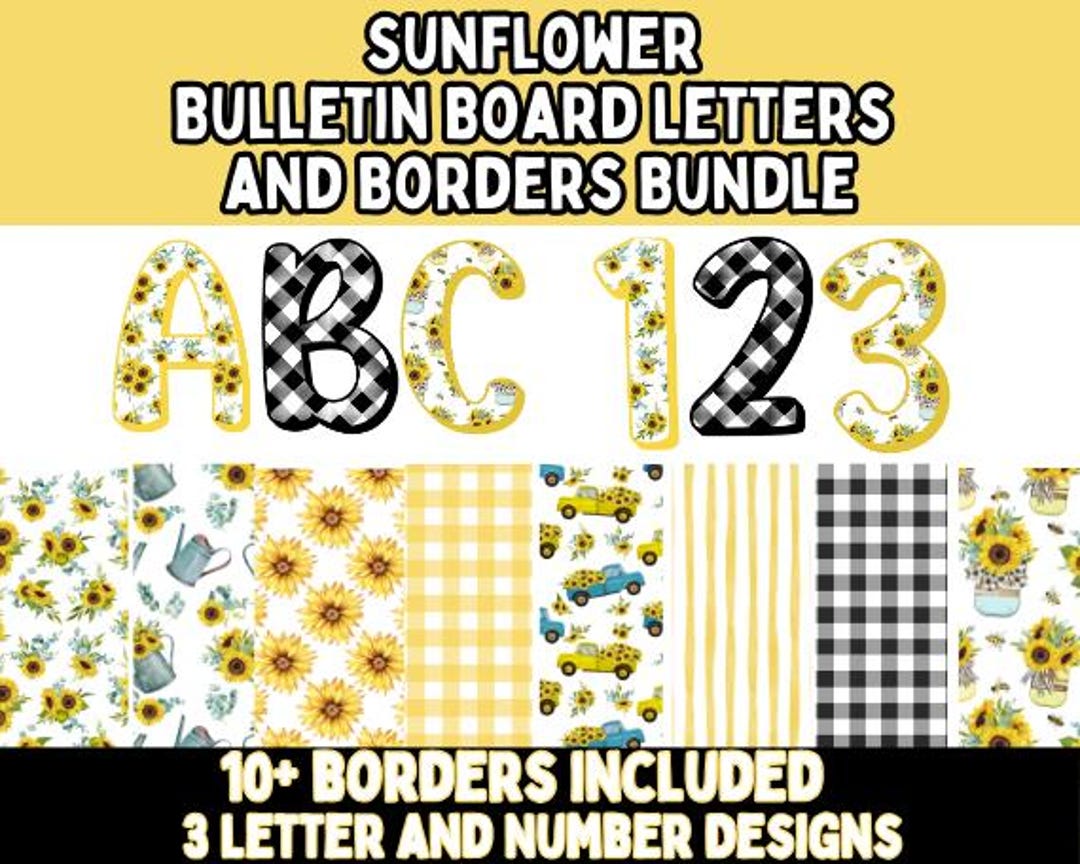 Sunflower Bulletin Board Letters and Borders L Sunflower Door Decor L ...