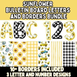 Sunflower Bulletin Board Letters and Borders L Sunflower Door Decor L ...