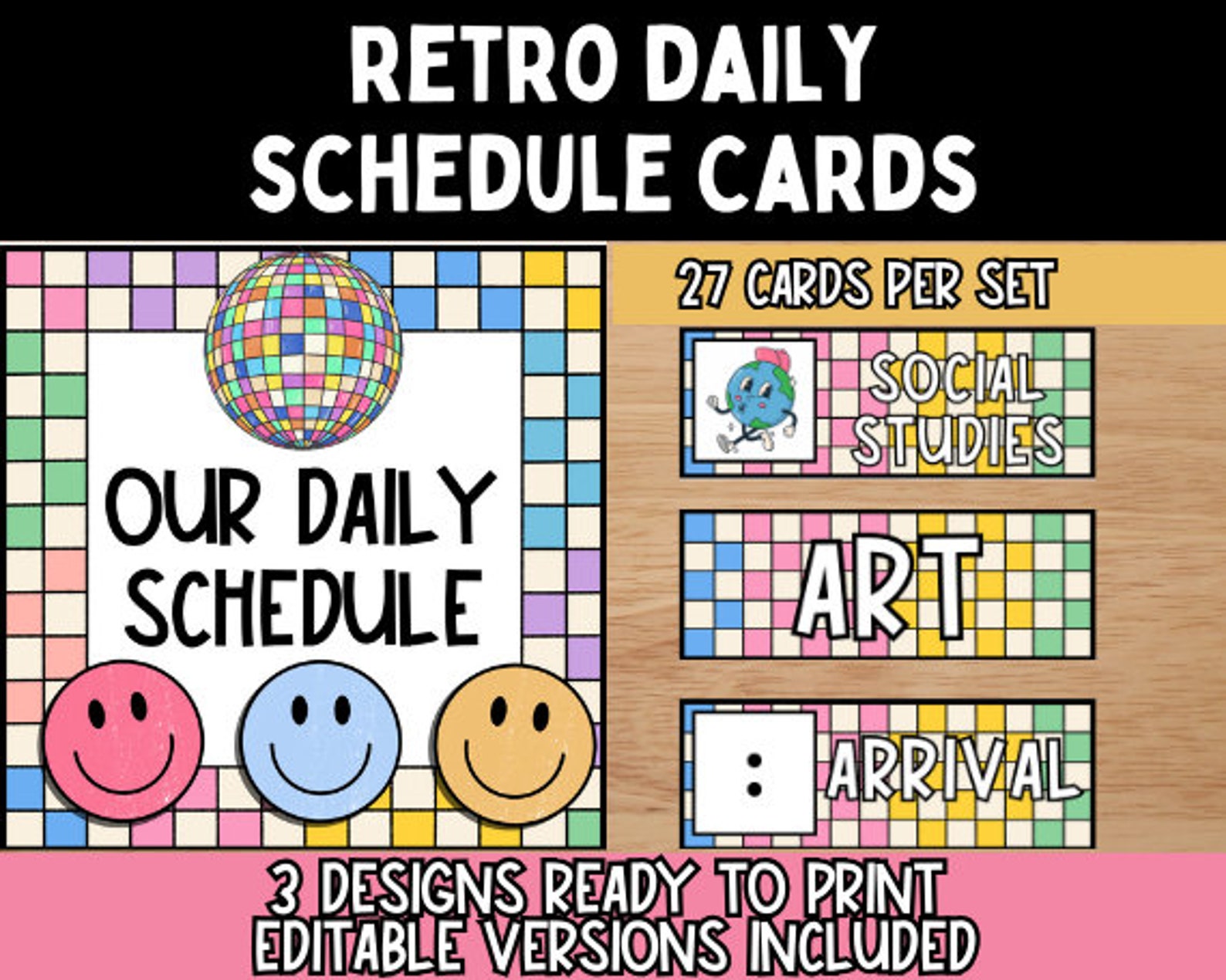 Groovy Classroom Schedule Set L Retro Classroom Daily Schedule Display ...