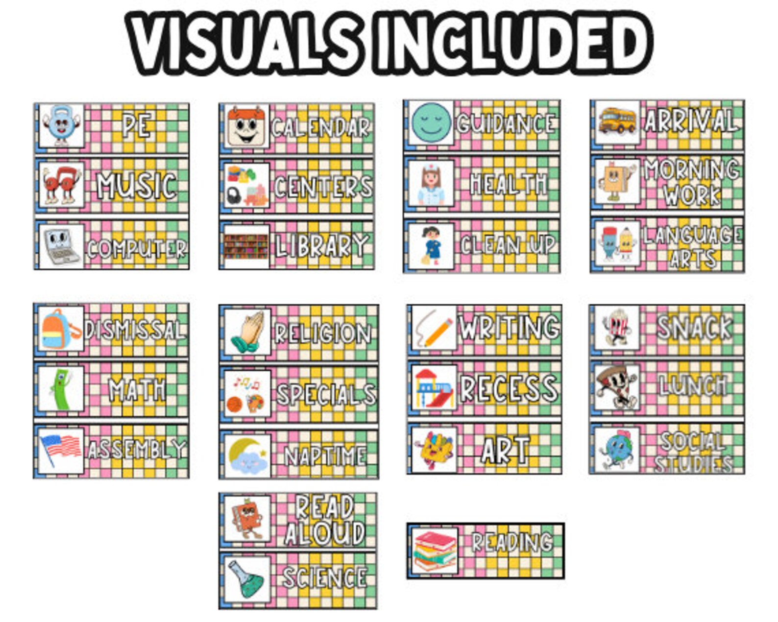 Groovy Classroom Schedule Set L Retro Classroom Daily Schedule Display ...