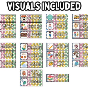 Groovy Classroom Schedule Set L Retro Classroom Daily Schedule Display ...