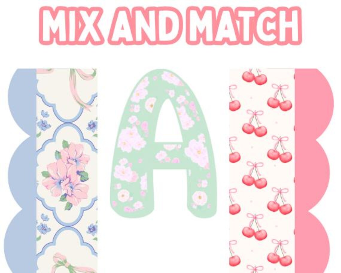 Pastel Bow Bulletin Board Letters and Border L Coquette Door Decor L ...