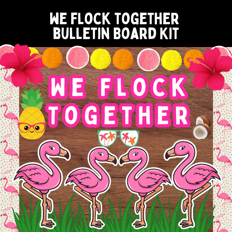 Tropical Flamingo Bulletin Board Kit L Back to School L Flamingo Class ...