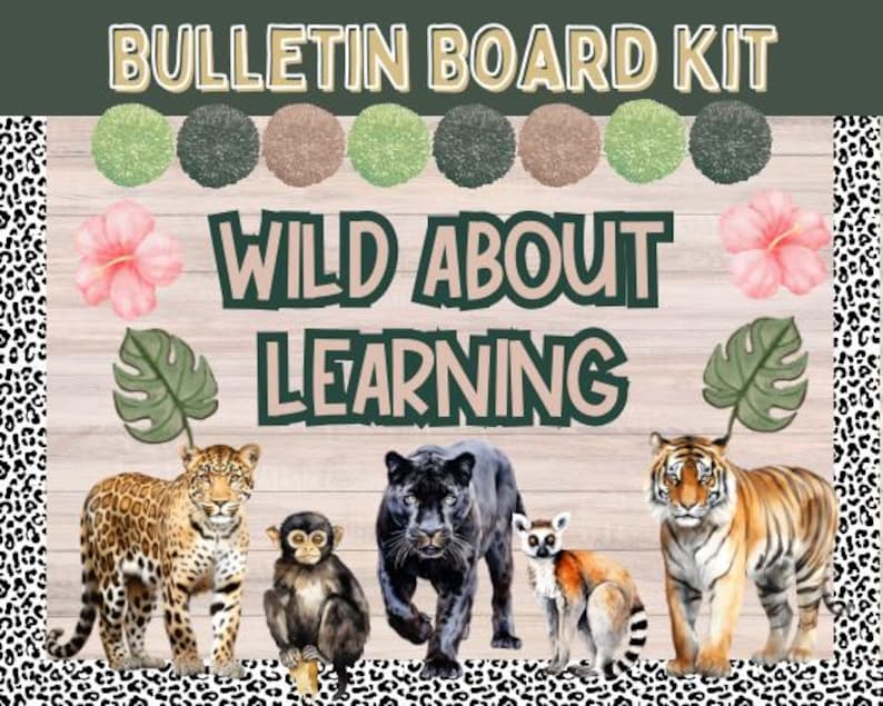 Jungle Bulletin Board Kit L Jungle Bulletin Board Set L Jungle ...