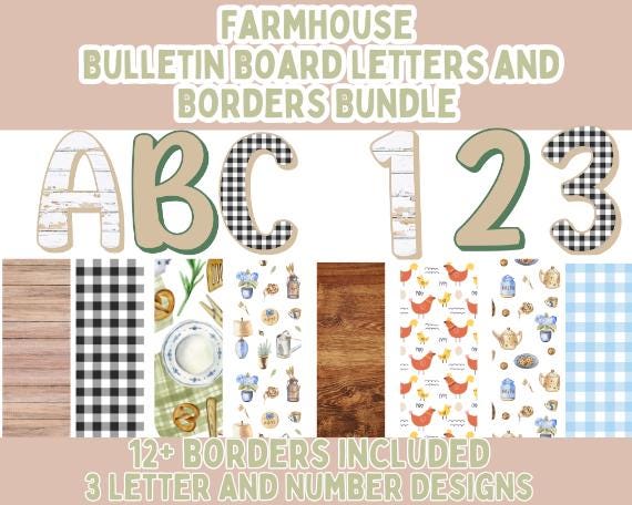 Farmhouse Bulletin Board Letters and Borders L Farmhouse Classroom Door ...