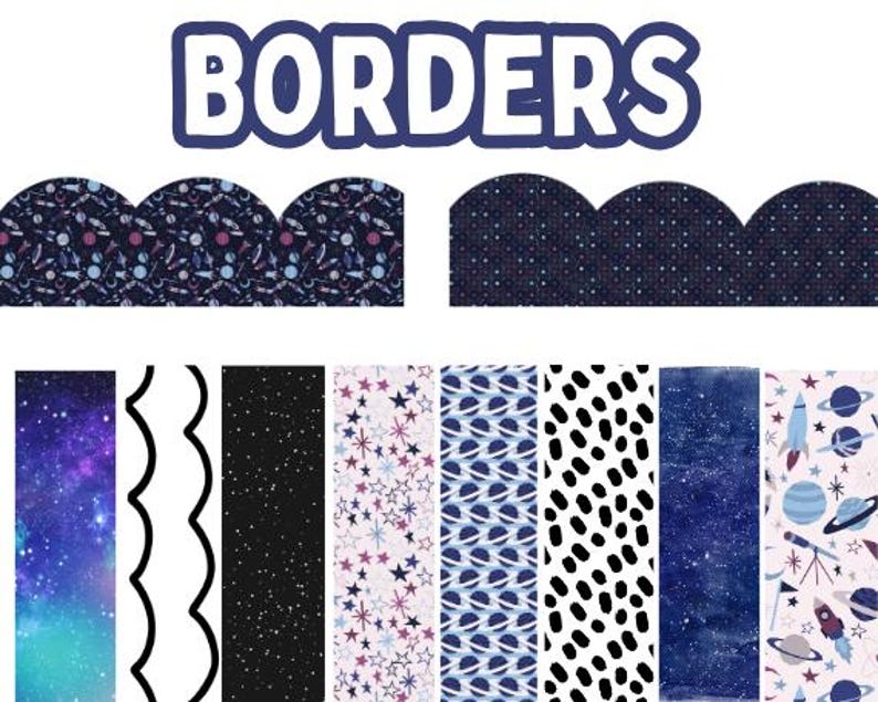 Space Bulletin Board Letters and Borders L Space Classroom Door Decor L ...