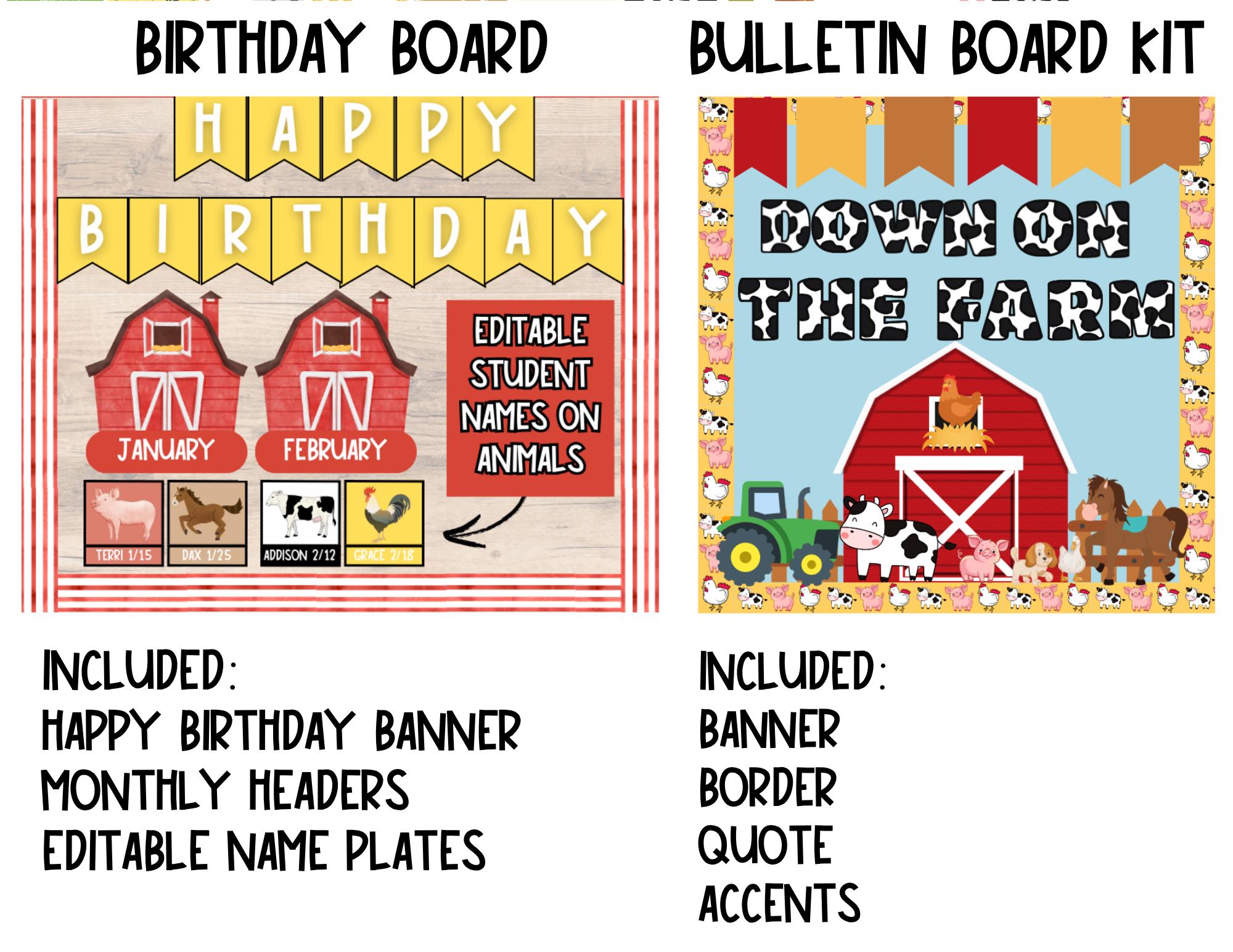 Farm Bulletin Board Bundle | Editable Classroom Decor | Printable Farm ...