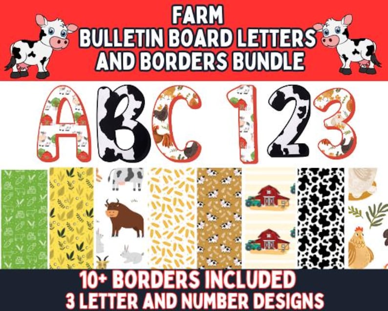Farm Bulletin Board Letters and Borders L Farm Door Decor L Farm Class ...