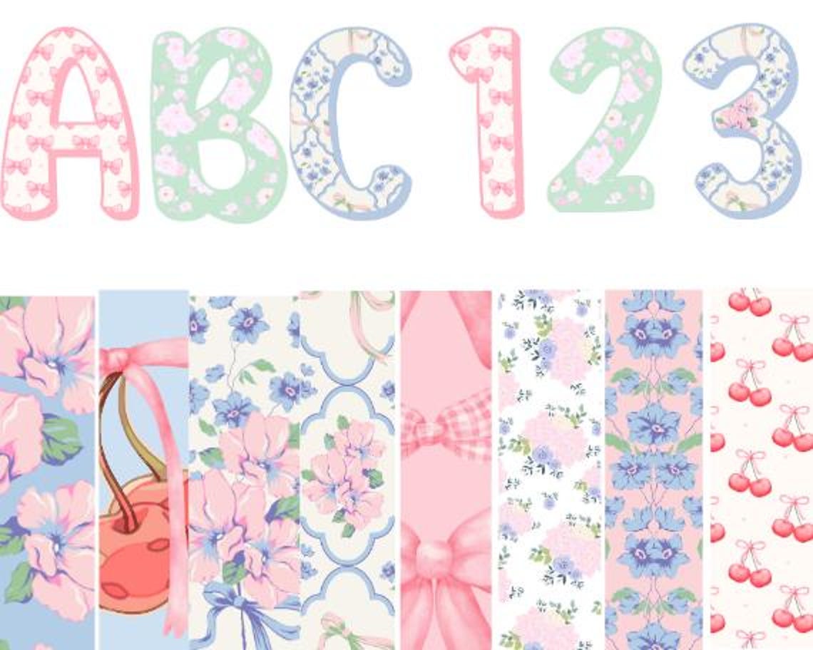 Pastel Bow Bulletin Board Letters and Border L Coquette Door Decor L ...