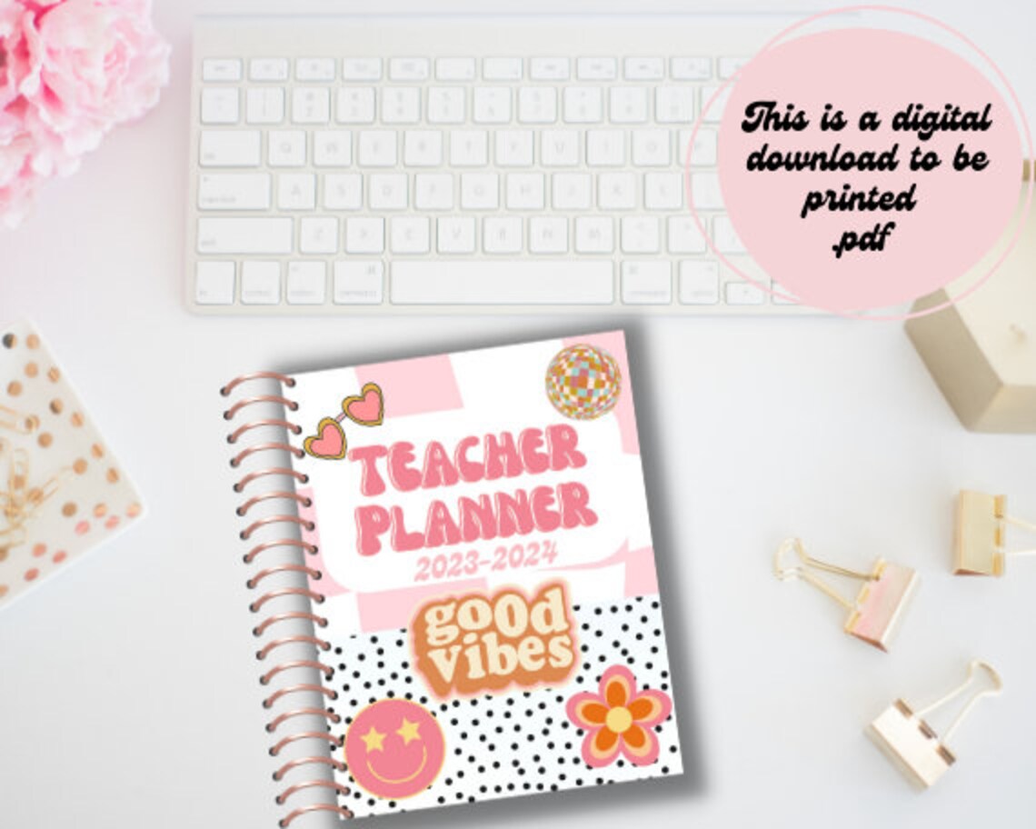 Retro Teacher Printable Planner 2024-2025 Academic Planner, Instant ...