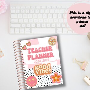 Retro Teacher Printable Planner 2024-2025 Academic Planner, Instant ...