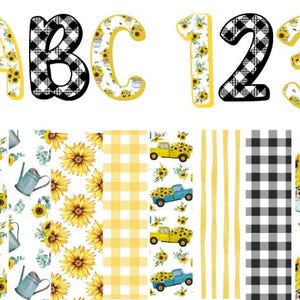 Sunflower Bulletin Board Letters and Borders L Sunflower Door Decor L ...