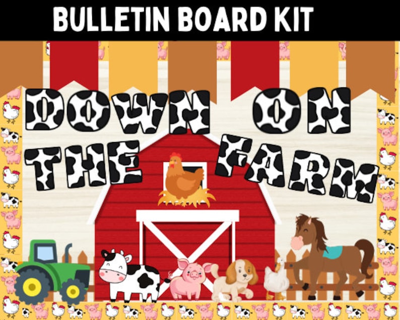 On the Farm Bulletin Board Kit L Kindergarten Decor L Farm Theme L Door ...