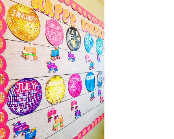 Retro Classroom Birthday Board L Groovy Birthday Display for Classroom ...