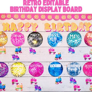 Retro Classroom Birthday Board L Groovy Birthday Display for Classroom ...