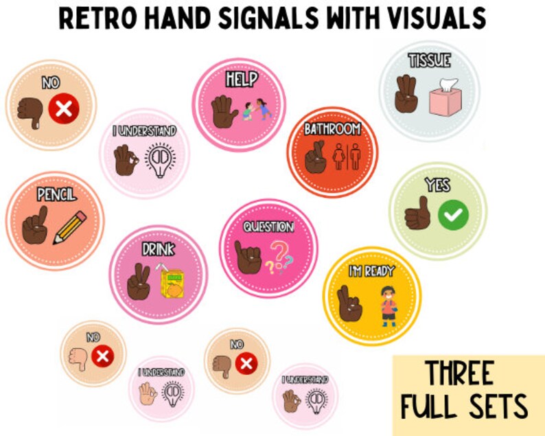 Retro Classroom Hand Signals L Groovy Editable Hand Signals for ...