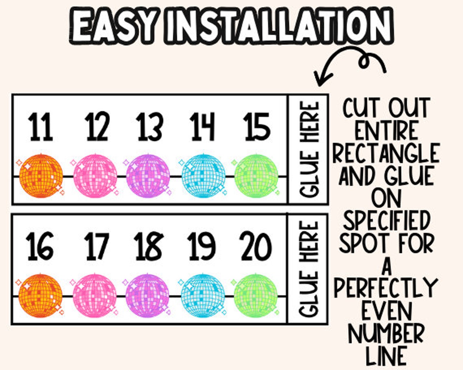 Groovy Number Line -20 to 120 L Retro Number Line Including Negatives ...