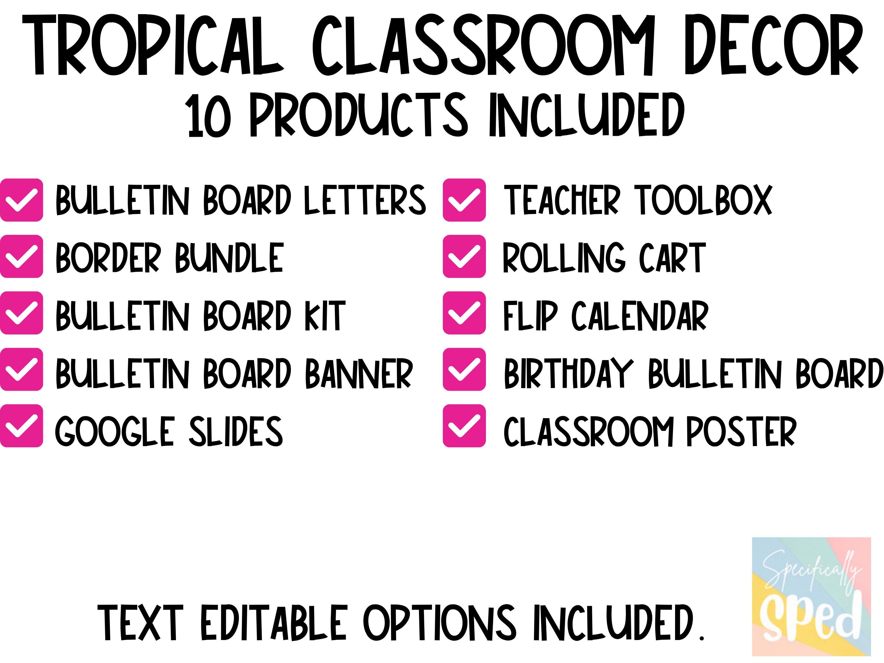 Tropical Bulletin Board Bundle | Beach Classroom Decor | Editable ...