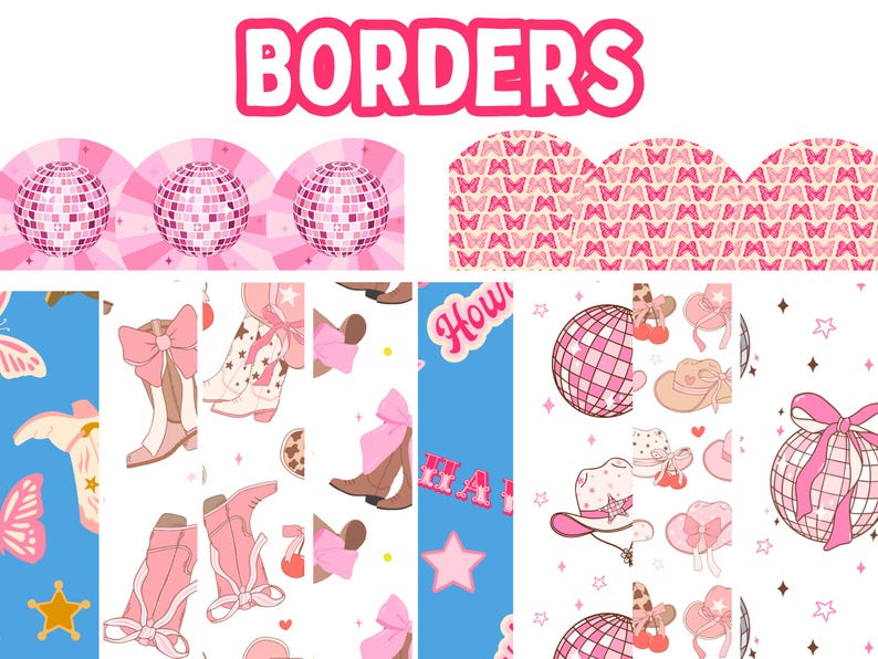 Disco Cowgirl Bulletin Board Border and Letters | Retro Western ...