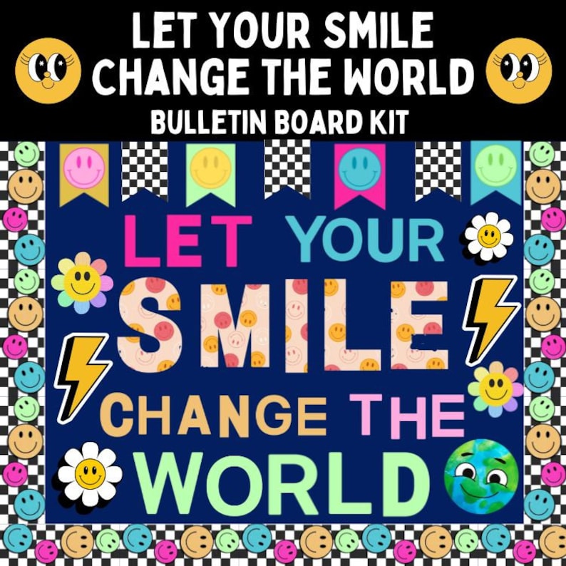 Back to School Retro Bulletin Board Kit L Class Door Decor L Elementary ...