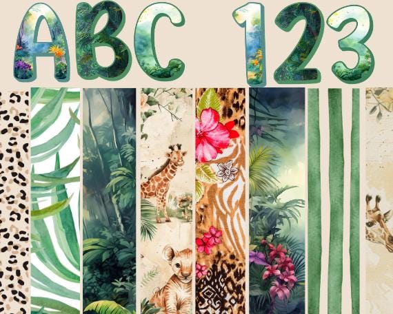 Jungle Bulletin Board Letters and Borders L Jungle Door Decor L Jungle ...