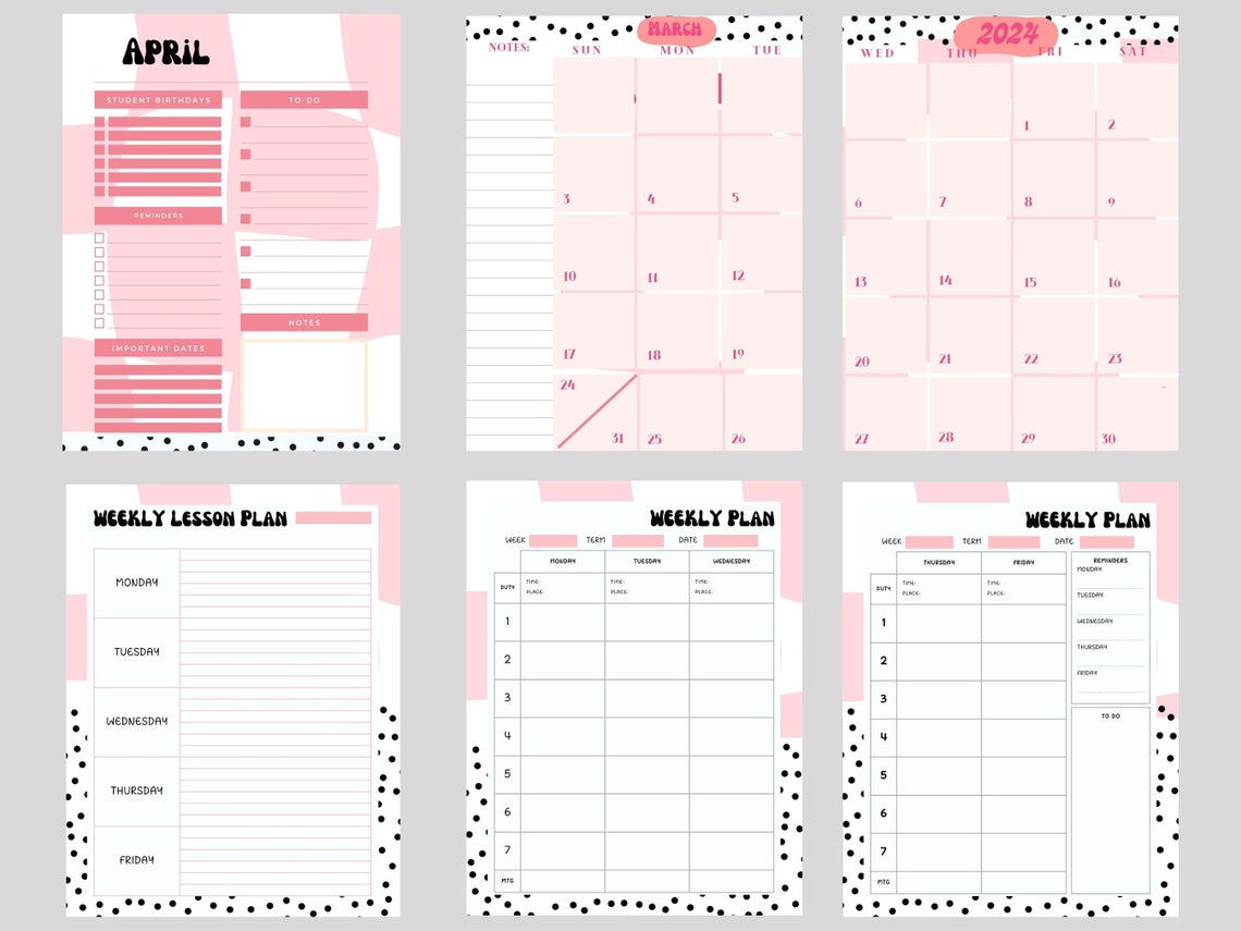 Retro Teacher Printable Planner 2024-2025 Academic Planner, Instant ...