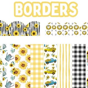 Sunflower Bulletin Board Letters and Borders L Sunflower Door Decor L ...