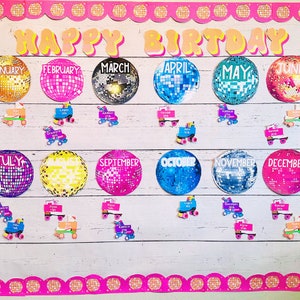 Retro Classroom Birthday Board L Groovy Birthday Display for Classroom ...