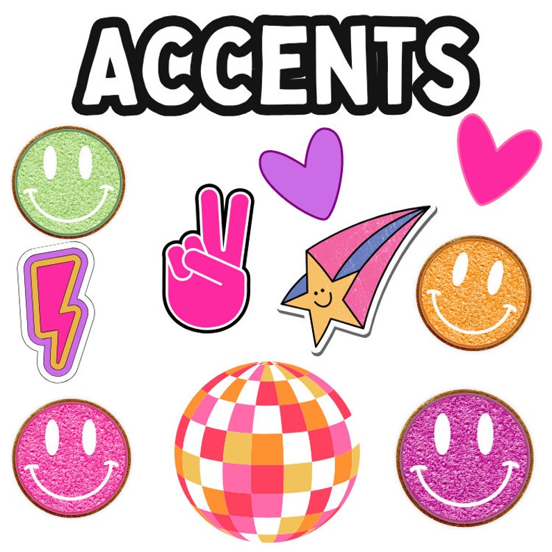 Retro Bulletin Board Kit L Smiley Face Class Door Decor L Elementary ...